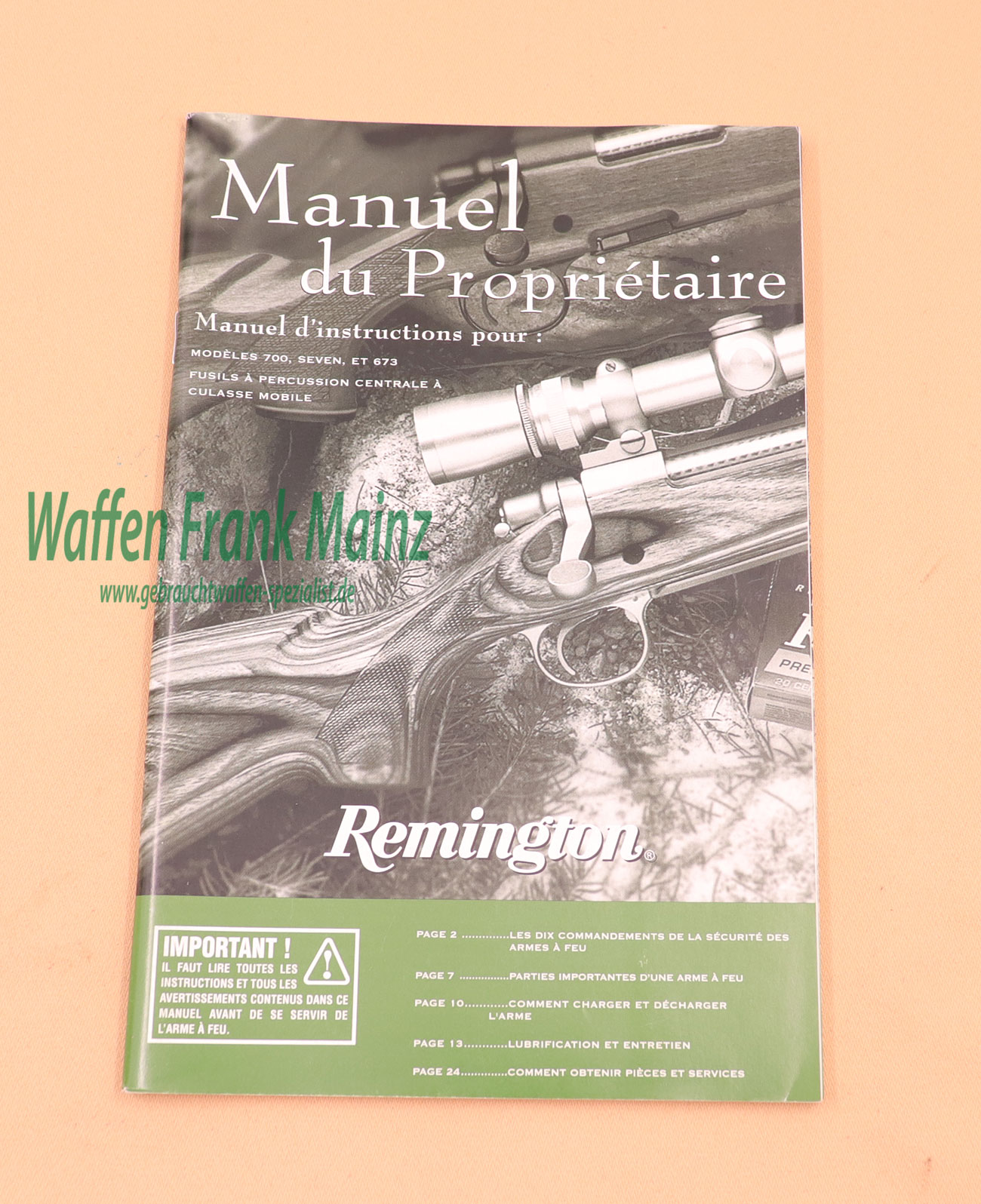 Remington – USA Bedienungsanleitung Remington Mod. 700, Seven & 673 ...